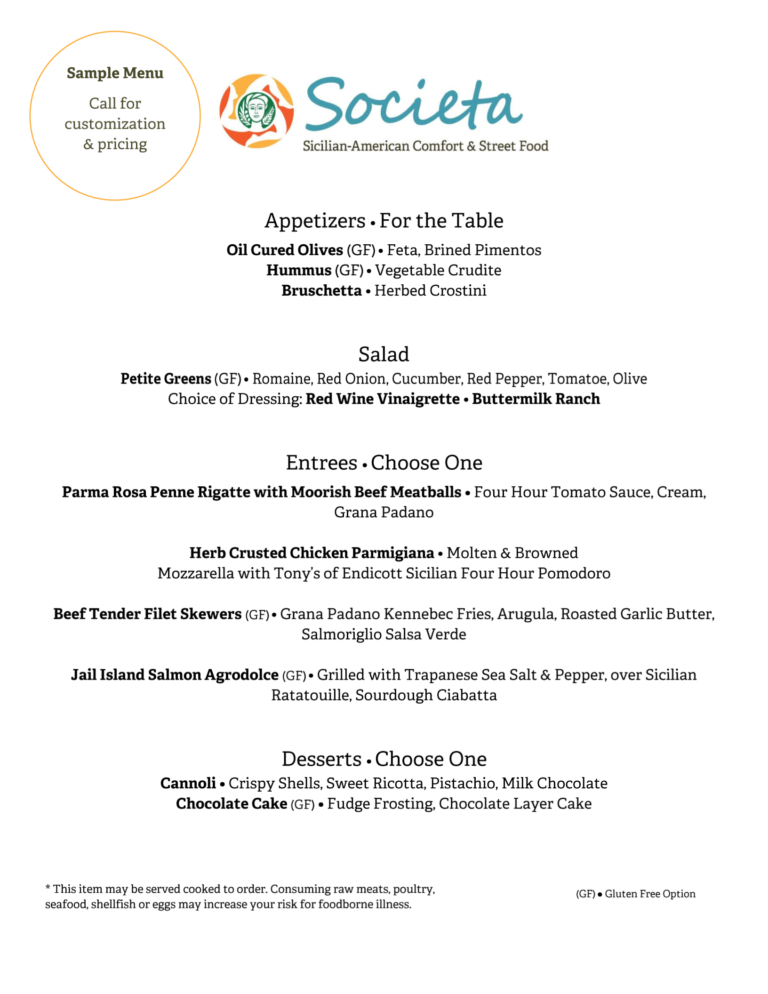 Group Events at Societa • Large Party Menus & Buffet Packages